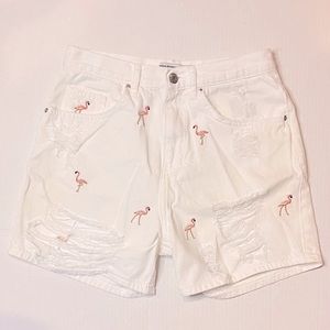 Zara | Shorts | Zara Flamingo Embroidered Shorts | Poshmark
